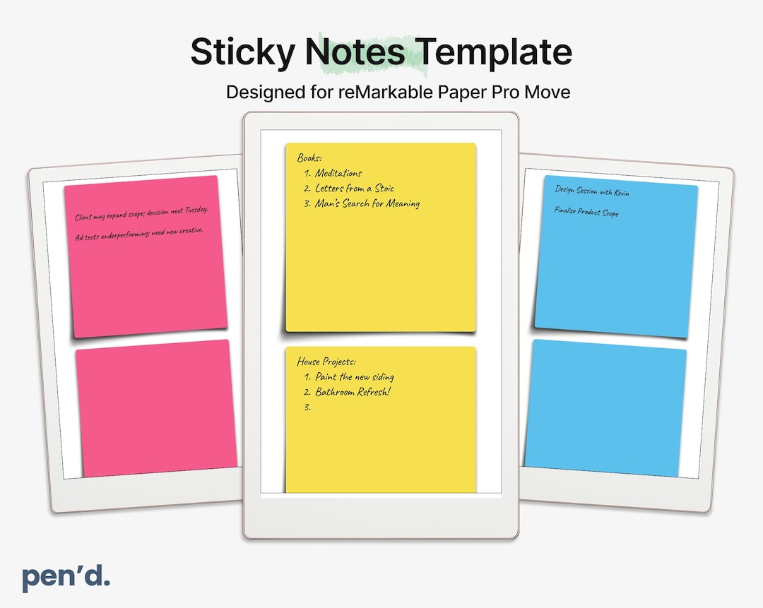 Sticky Notes for Remarkable Paper Pro Move, Note Templates - Etsy