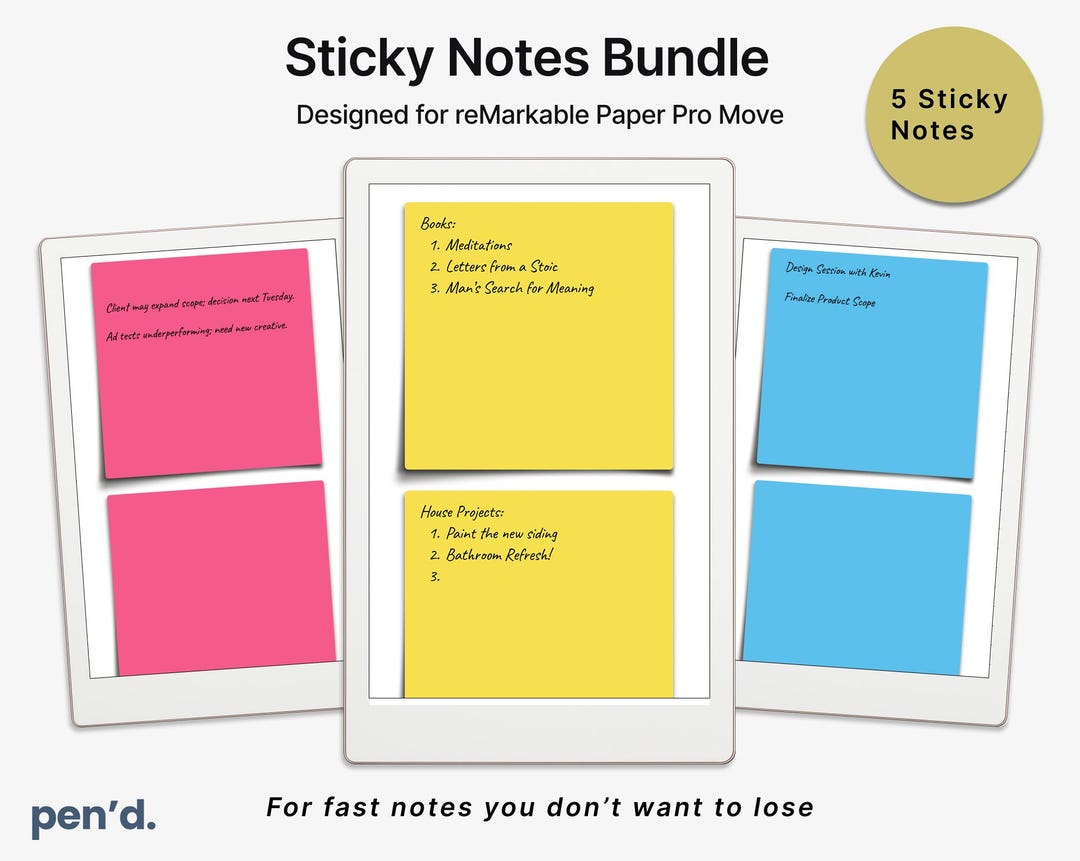 Sticky Notes Bundle for Remarkable Paper Pro Move, Note Templates - Etsy