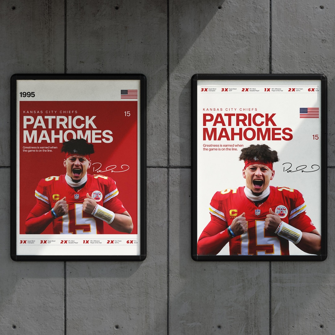 Patrick Mahomes Kansas City Chiefs Poster, NFL Football Art (digital ...