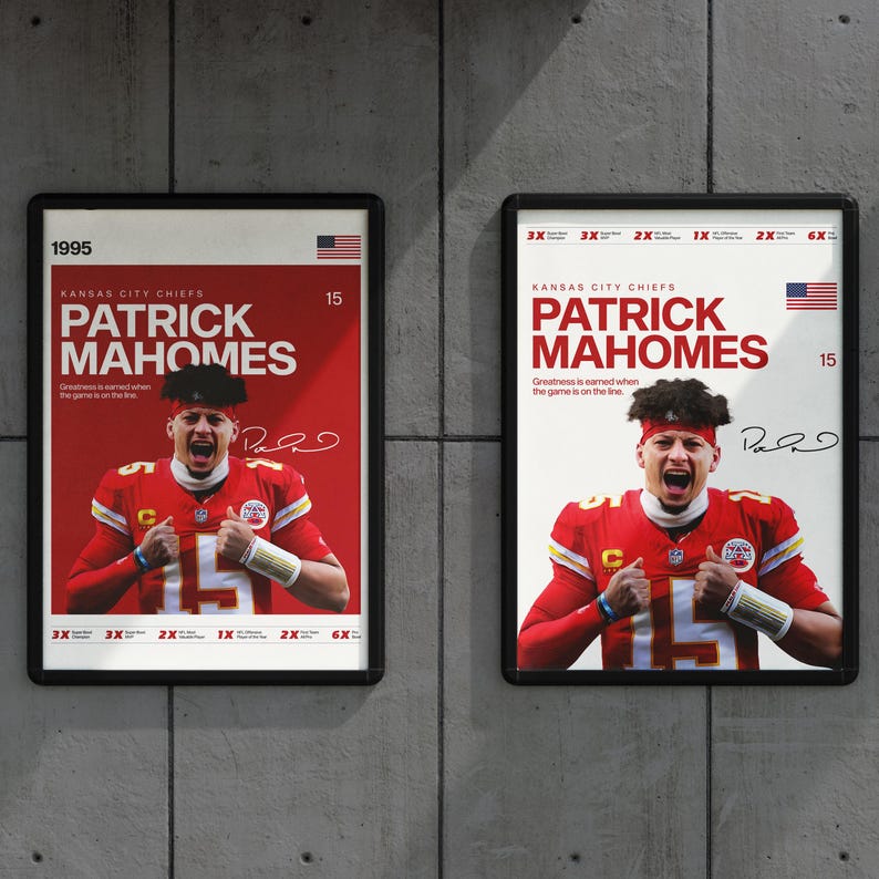 Patrick Mahomes Chiefs Poster, Kansas City Football Art (digital ...