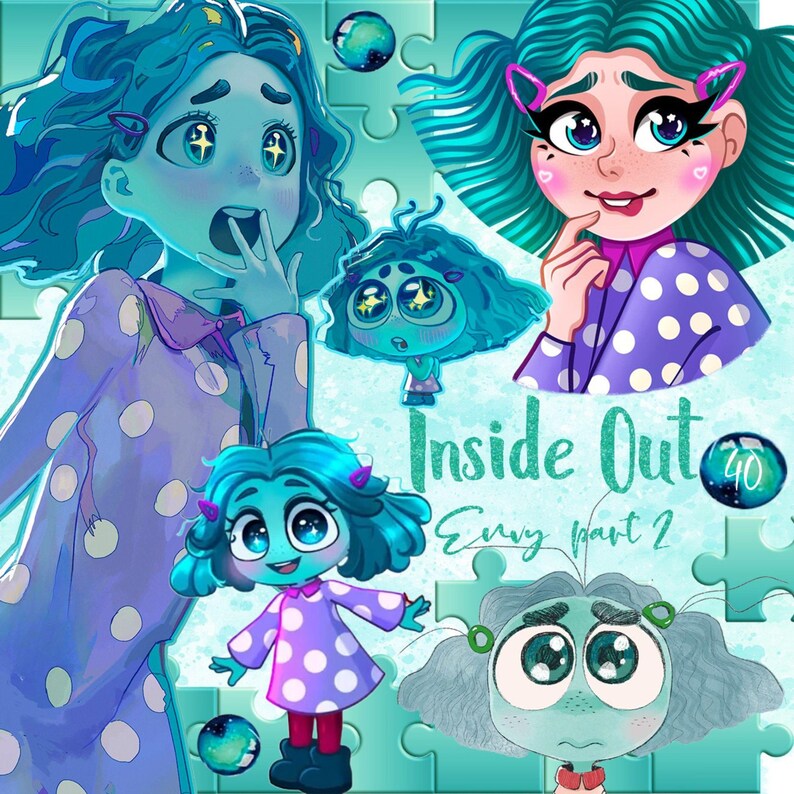 Cute Cartoon Envy Clipart Bundle, 40 PNG Files, Cute Cartoon Digital ...