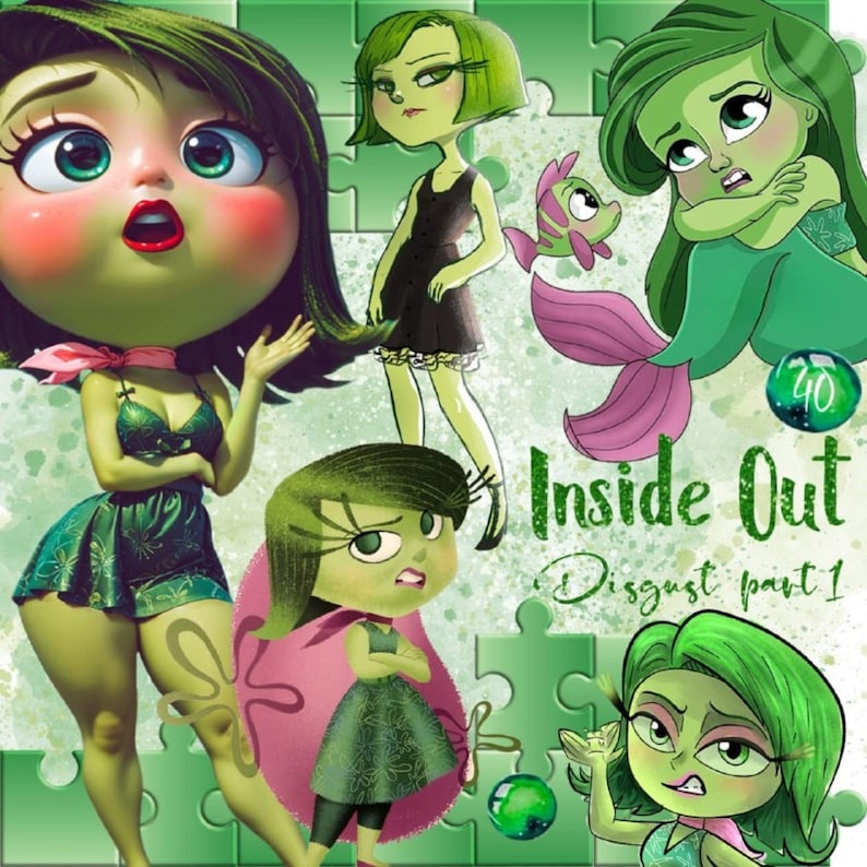 Inside Out Disgust Clipart Bundle, Cute Disgust PNG, Inside Out 2 ...