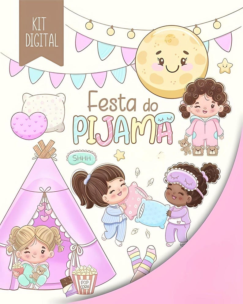 Slumber Party Clipart Bundle – Cute Girls Pajama Party Pngs, Sleepover ...