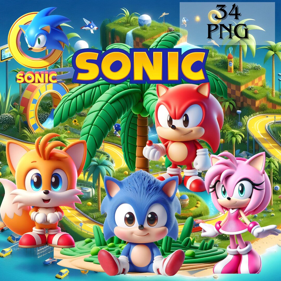 Sonic Baby Clipart PNG Bundle, Cute Sonic Characters Digital Download ...