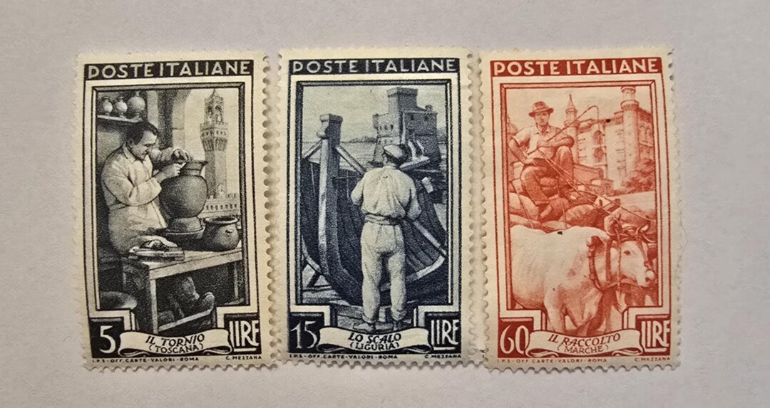 Italian Postage Stamps, "italia Al Lavoro" Series, 1950 - Etsy