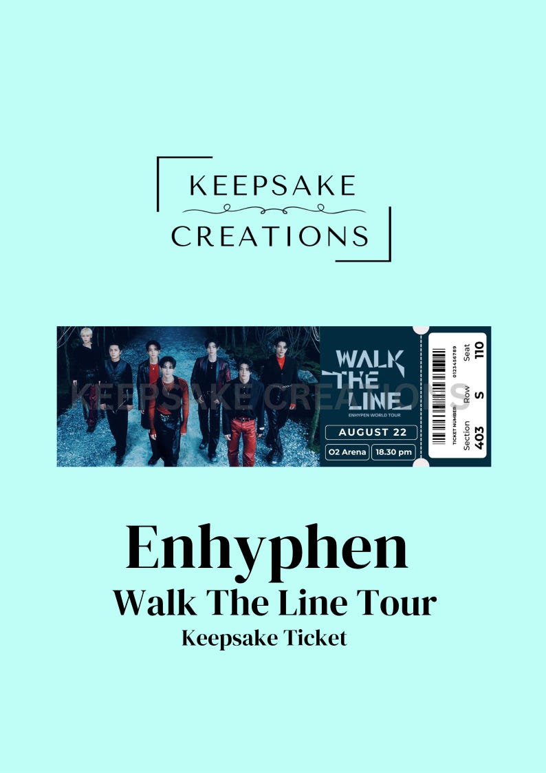 Custom Laminated Enhypen Walk the Line Tour Ticket, Laminated Keepsake ...