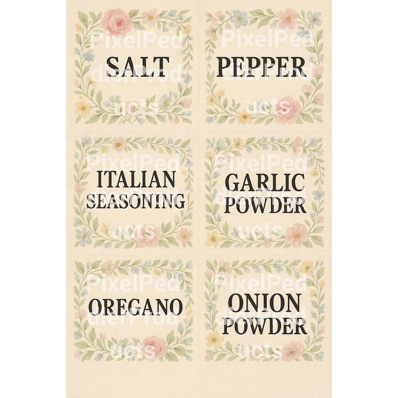 Vintage Cottagecore Spice Jar Labels – 6 Printable Decoupage Herb ...