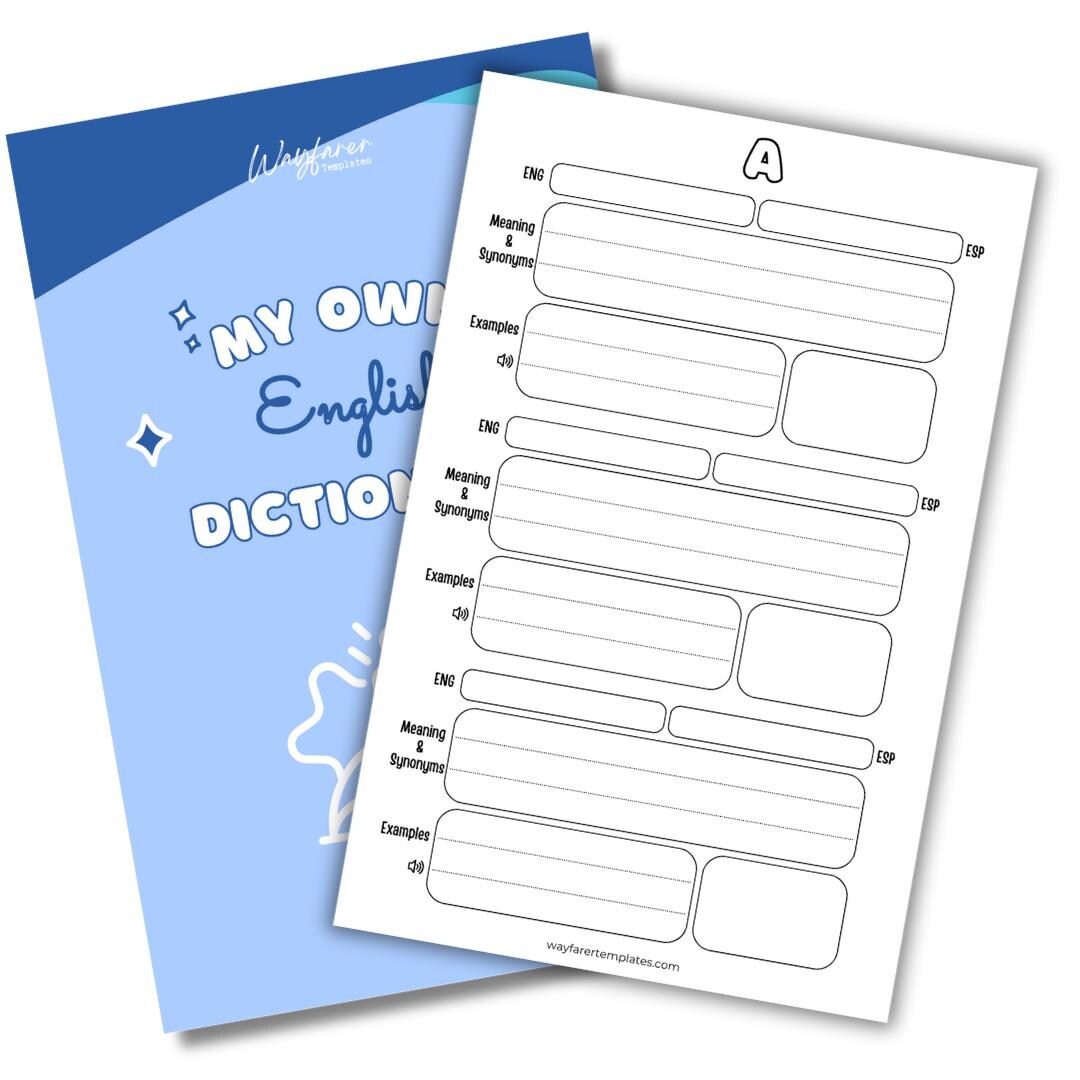DIY English-spanish Dictionary Vocabulary Book 3 Words per Page ...