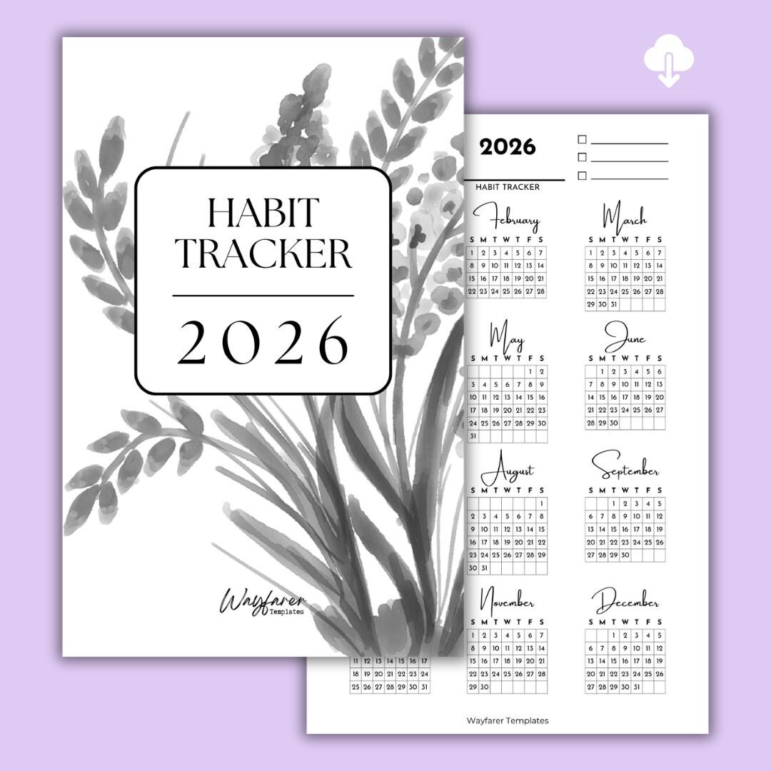 Habit Tracker Printable Template 2026 My Year in Pixels Half Letter - Etsy