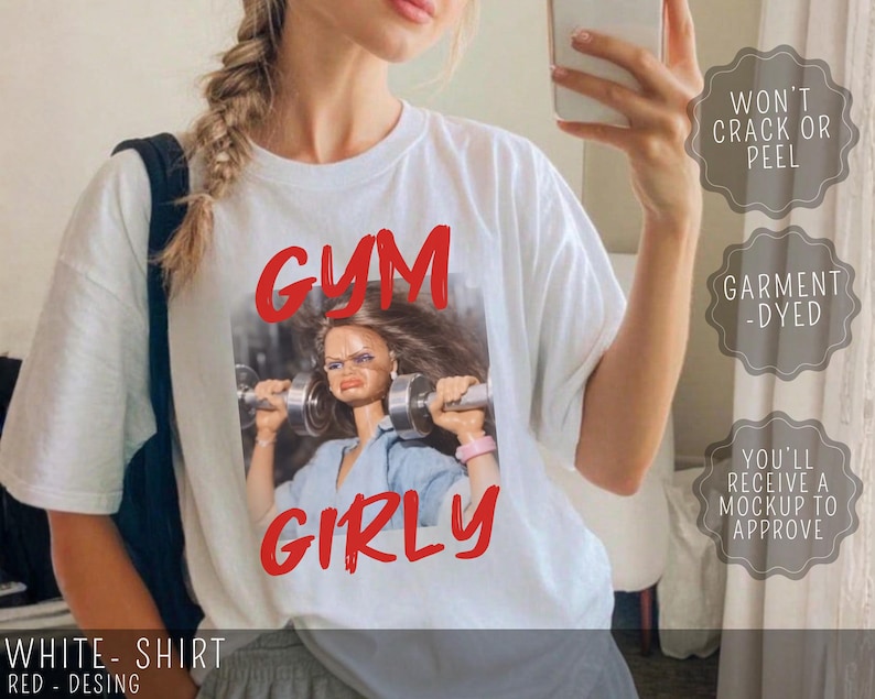 Custom Funny Gym Girly Shirt, Gym Doll Workout Meme Tee, Retro Fitness ...