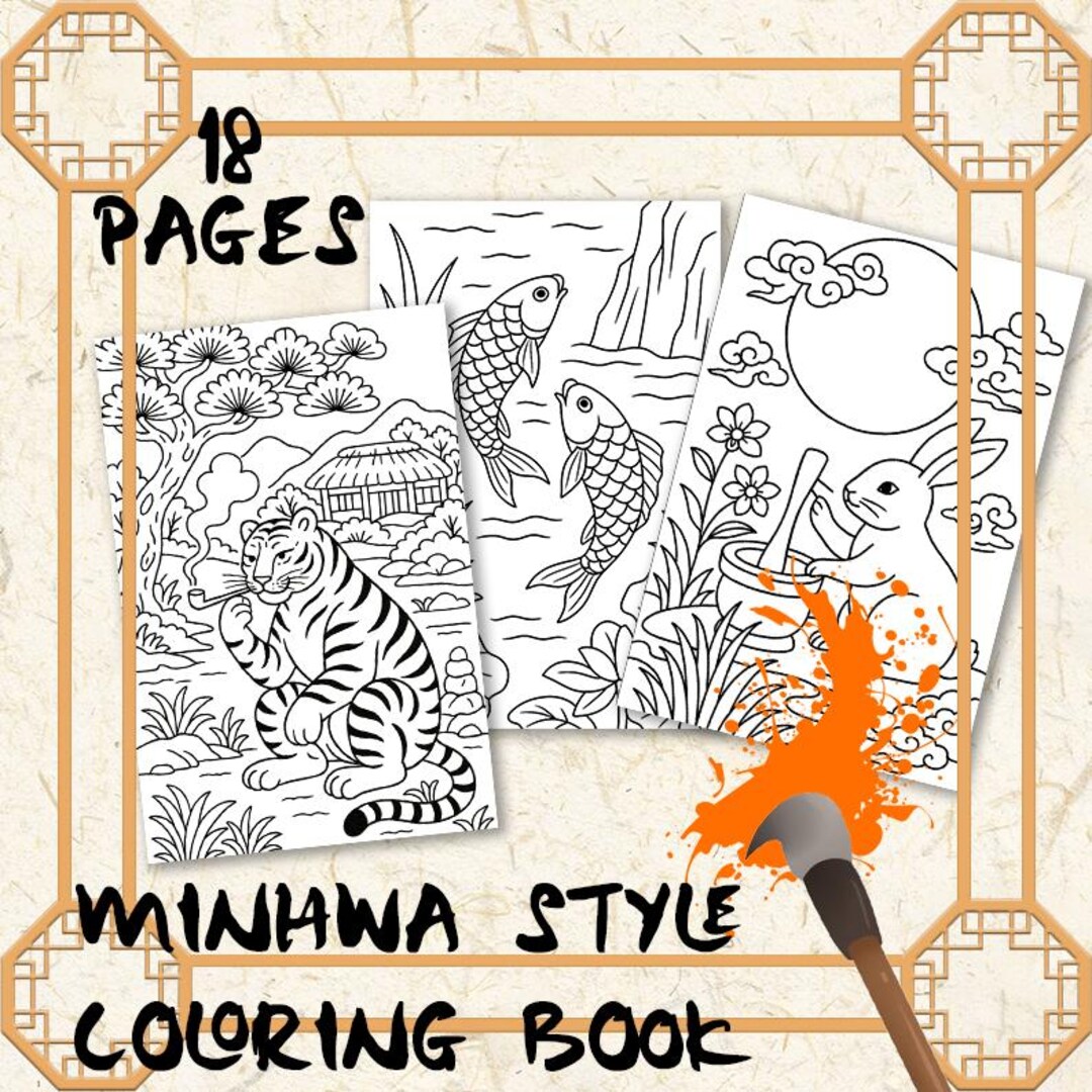 Minhwa Coloring Book: Korean Folk Art Animals & Nature (PDF Download ...
