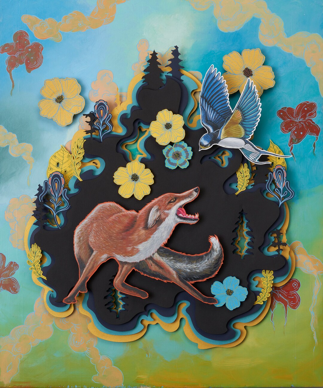 Curious - Surreal Art Fox and Bird, Limited Edition Fine Art Print ...