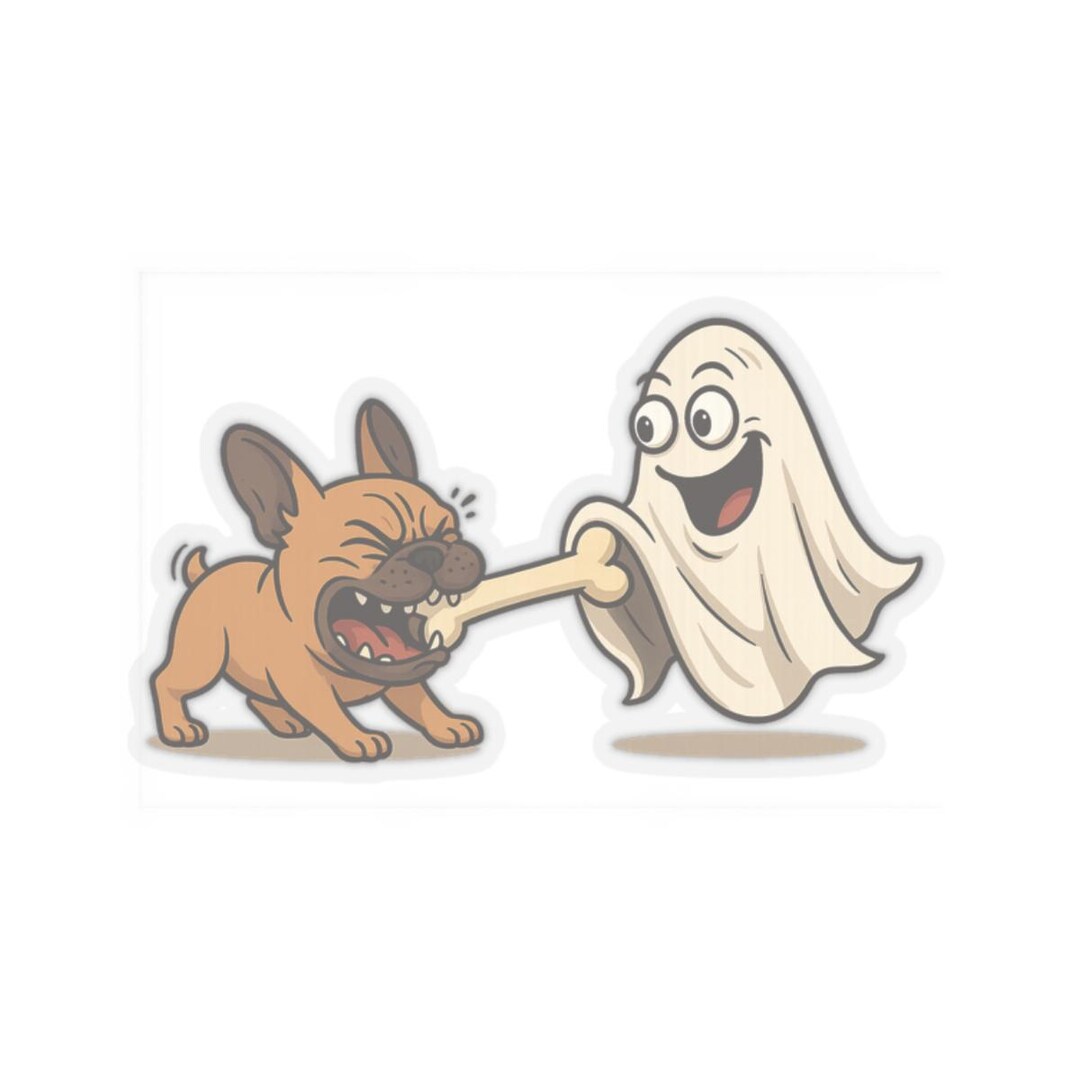 French Bulldog Ghost Tugging Bone Kiss Cut Sticker - Etsy