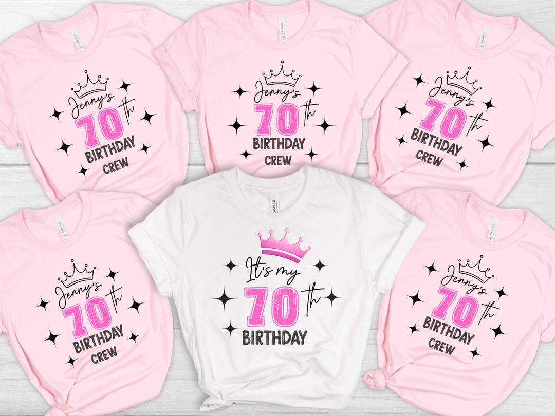 Personalized 70th Birthday Crew Shirts, Custom Family Matching Tees ...