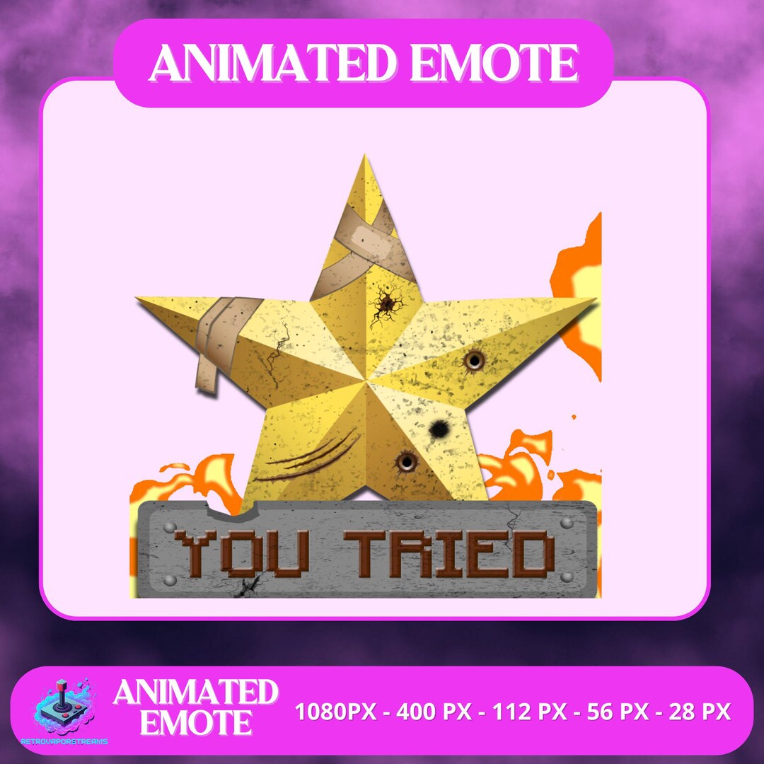 Animated You Tried Star Emote: Funny Meme Chat Gold Gamer Fail for ...