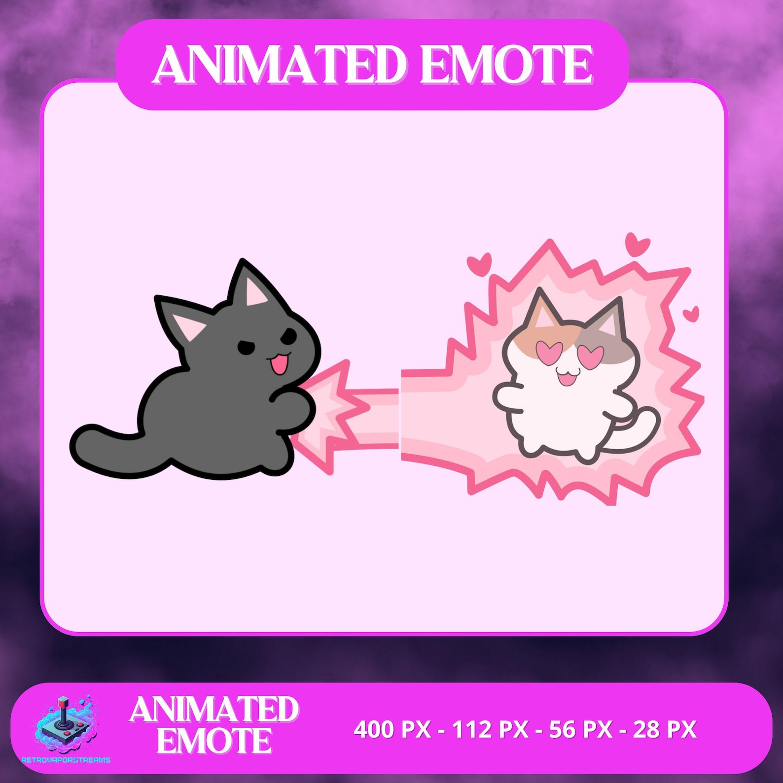 Animated Love Emote Heart Blast Attack Reaction Streaming Kawaii ...