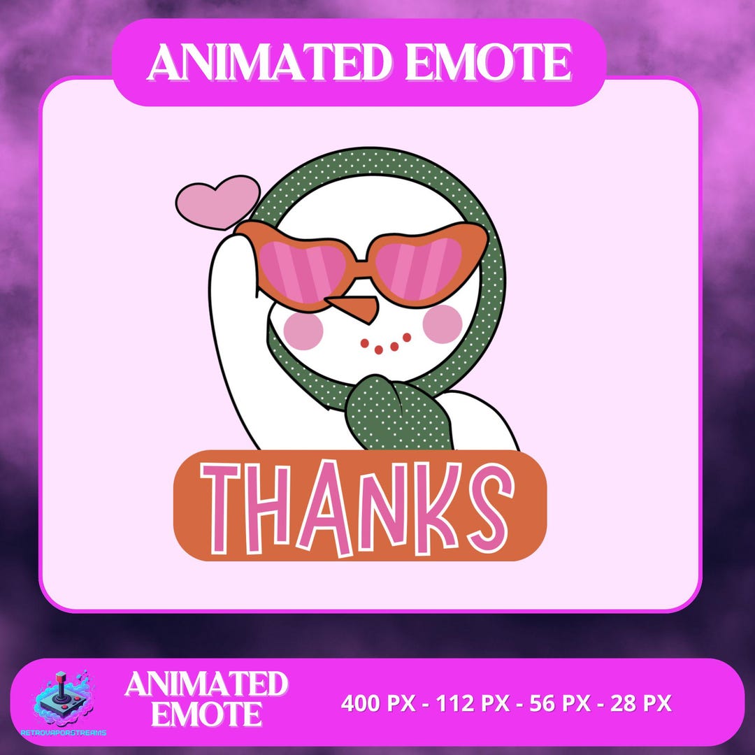 Animated Pretty Snowman Thank You Emote Heart Glasses Blink Snow ...