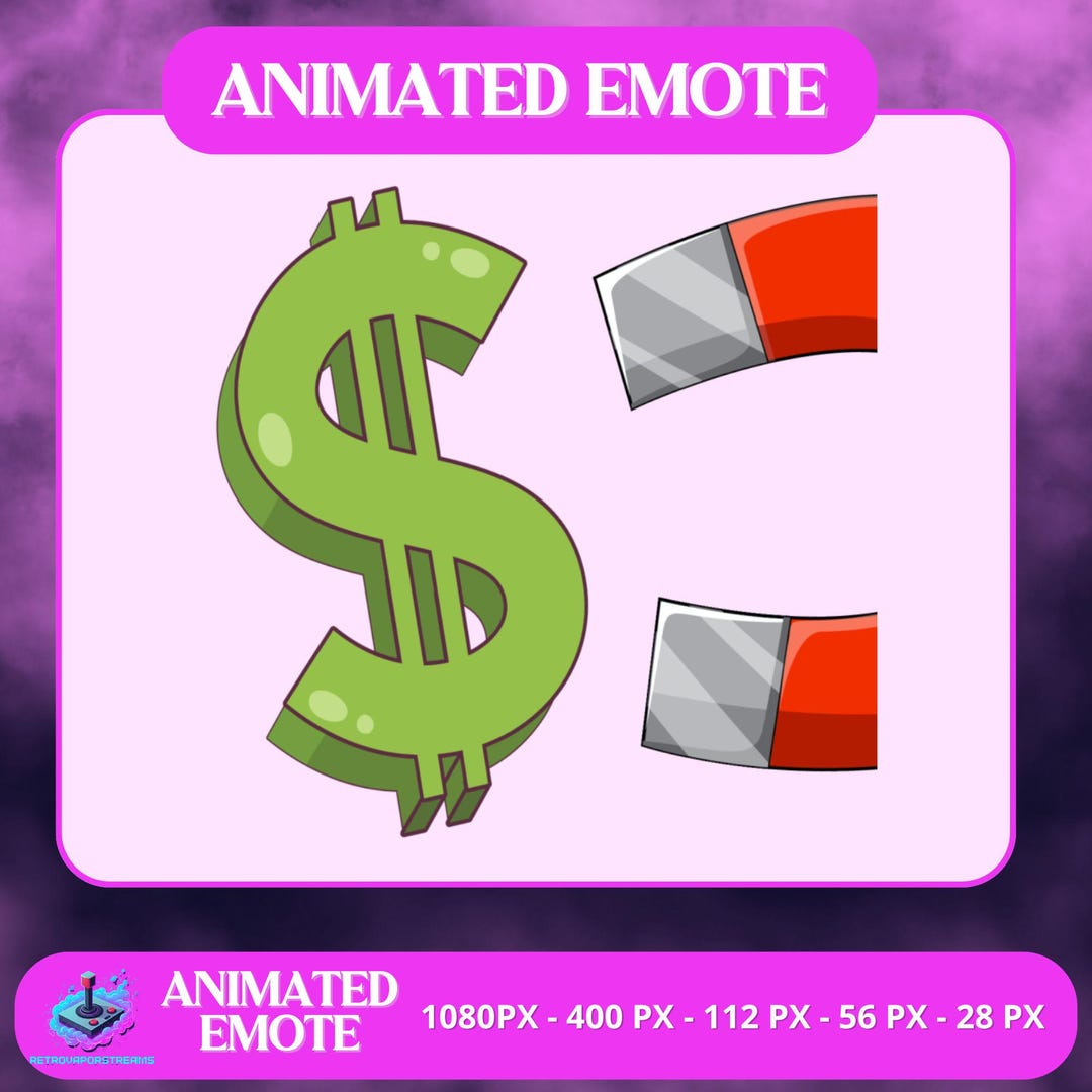 Animated Money Magnet Emote: Attract Cash and Wealth Twitch Discord ...