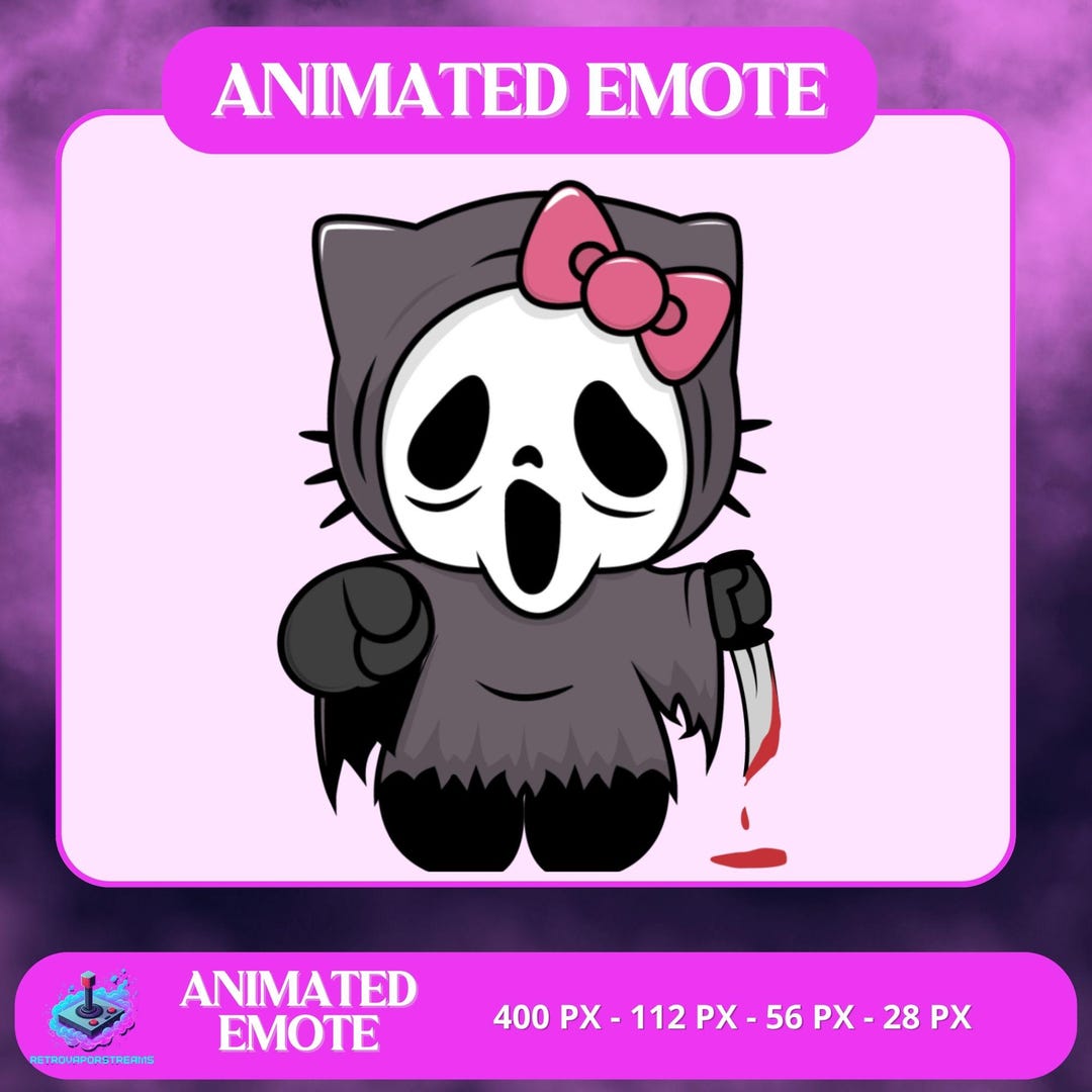 Animated Ghost Emote: Scary Ghostie Knife Hype, Cat Ghostface Twitch ...