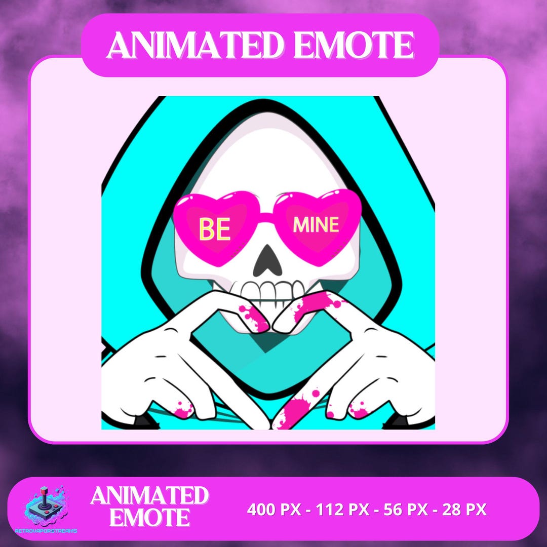 Animated Vaporwave Skull Emote: Blue Grim Reaper Glitch, 'be Mine ...