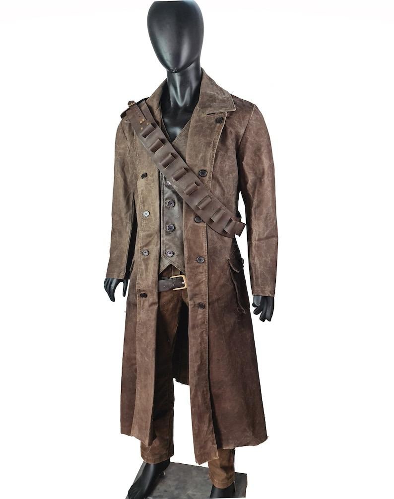 Halloween Fallout Walton Goggin's the Ghoul Cosplay Long Trench Coat ...