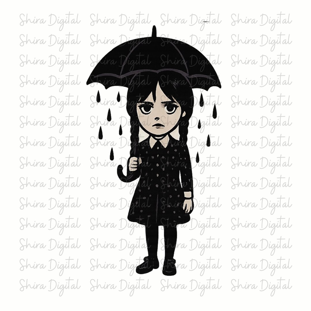 Wednesday Addams Halloween PNG: Spooky Kawaii Clipart (digital Download ...