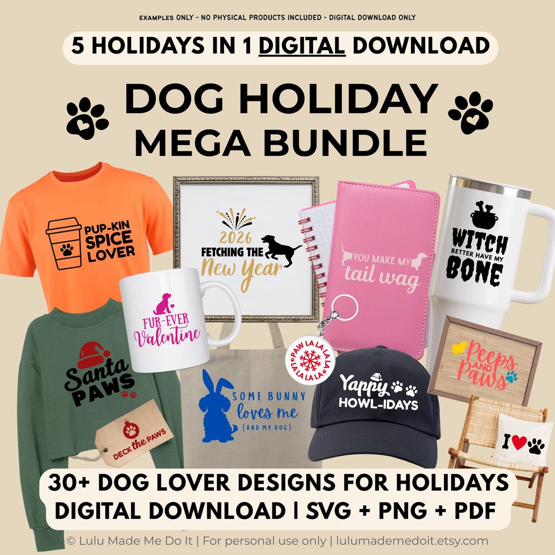 Dog Holiday SVG Bundle | 30+ Dog Lover Designs (digital Download) - Etsy