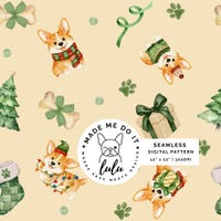 Christmas Dog Seamless Pattern Wrapping Paper - Digital Design - Etsy