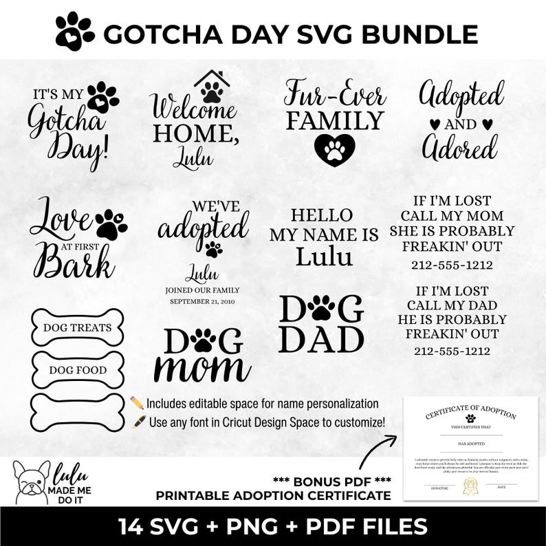 Gotcha Day SVG Bundle: Dog Adoption Cricut Files + Bonus Certificate ...