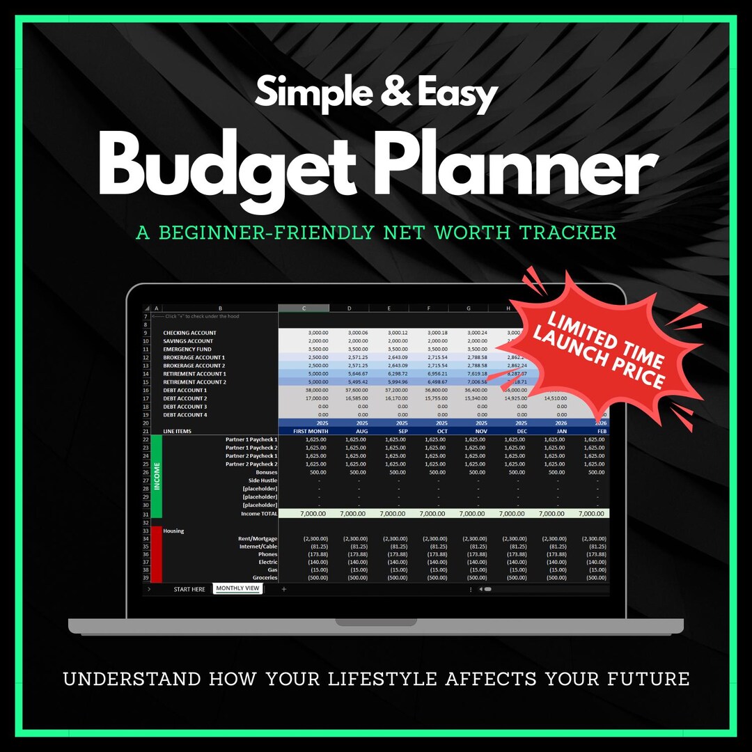 Budget Spreadsheet & Net Worth Tracker: Excel/google Sheets (digital ...
