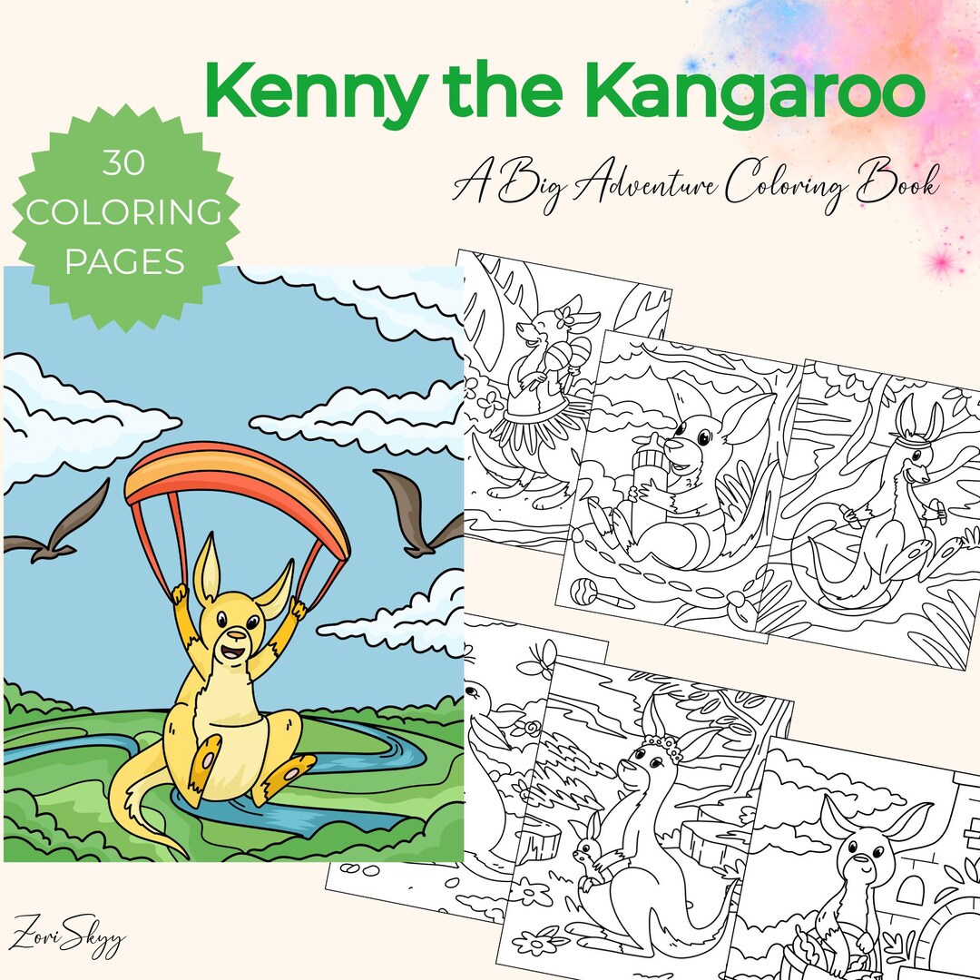 Kangaroo Coloring Book Printable, Toddler Preschool Homeschool Activity ...