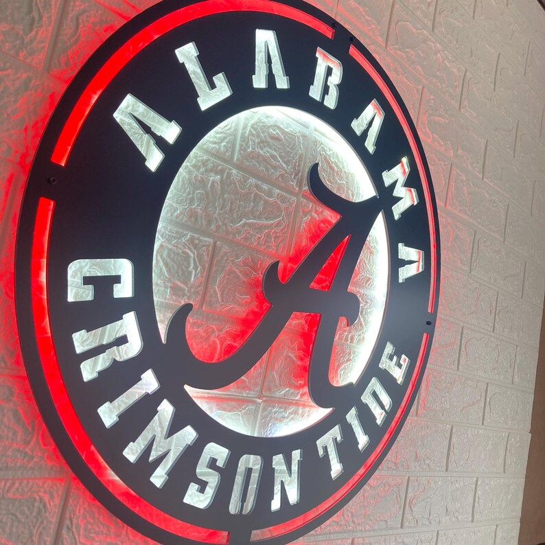 Alabama Crimson Tide LED Wall Sign: Black Composite Illuminated Sports Team Logo - Etsy
