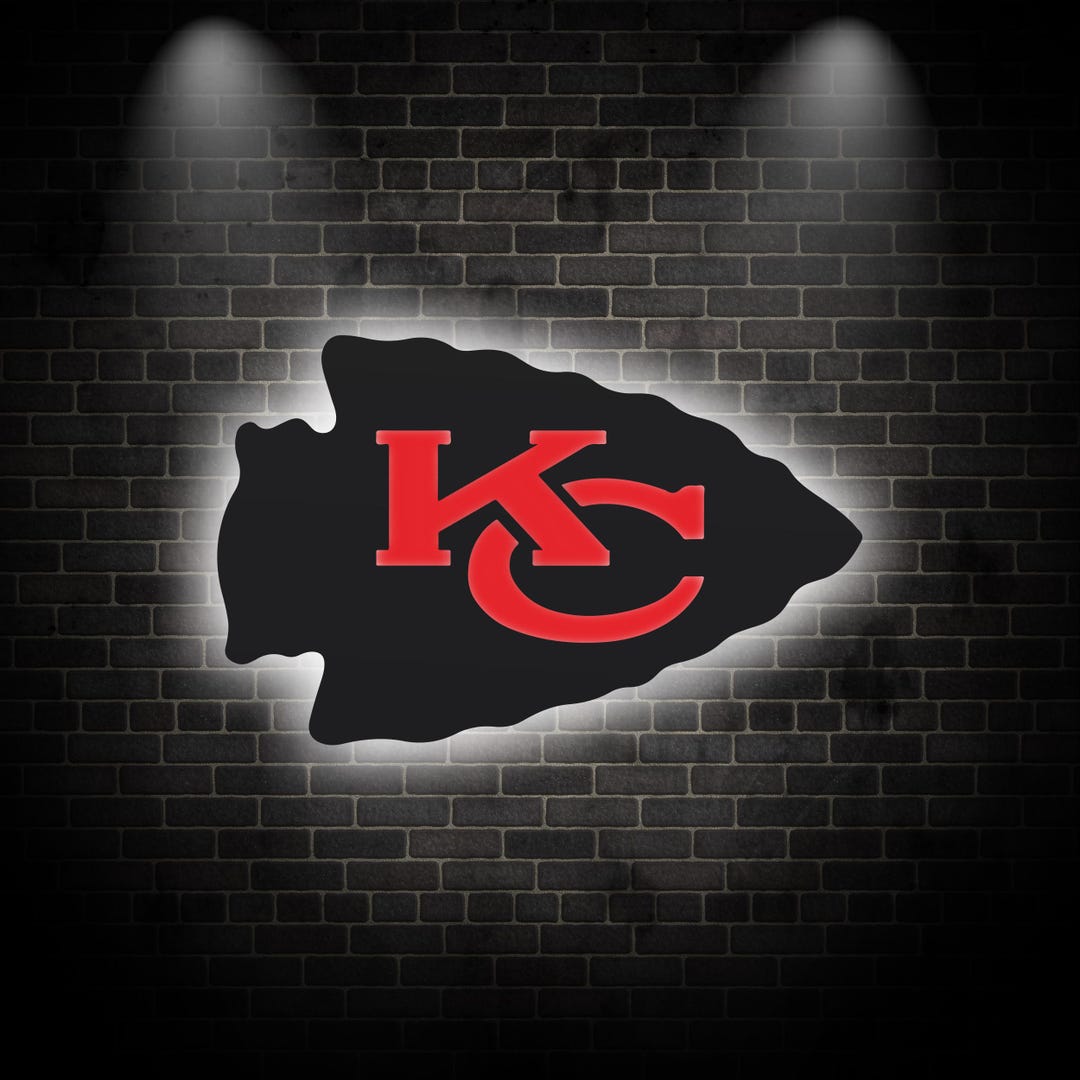 Kansas City Chiefs LED Wall Sign, Lighted Football Decor for Man Cave ...