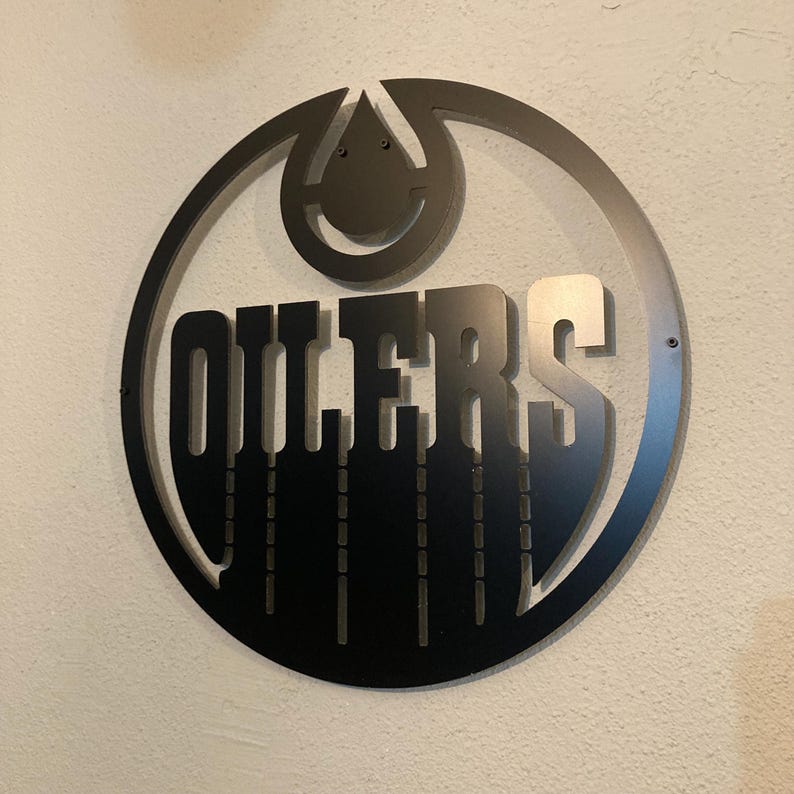 Edmonton Oilers LED Wall Sign: Black Composite Illuminated Hockey Team ...