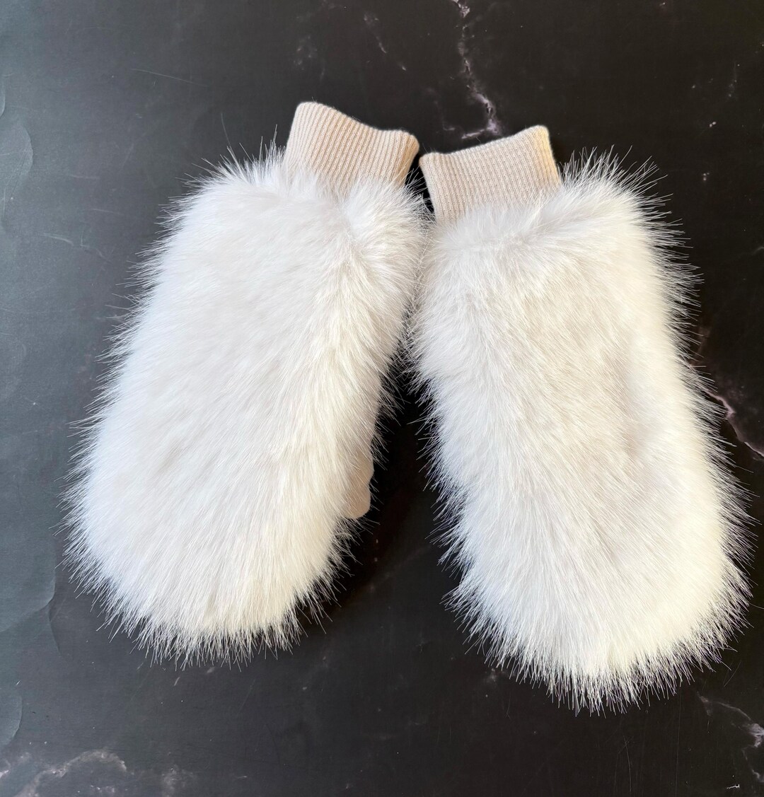 White Faux Fur Mittens, Warm Winter Gloves, Accessories - Etsy