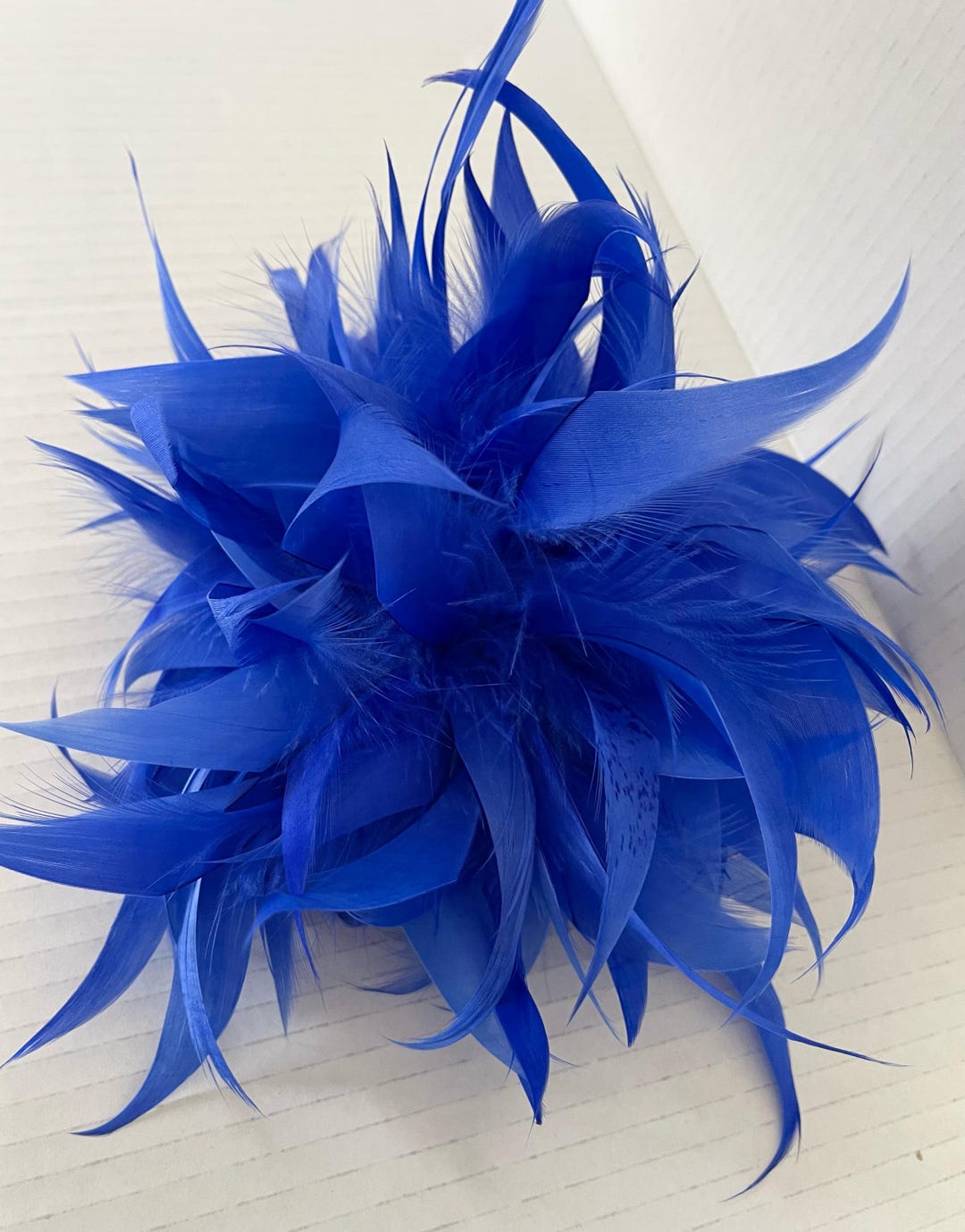 Royal Blue Flower Brooch, Large Feather Pin, Hair Accessories - Etsy