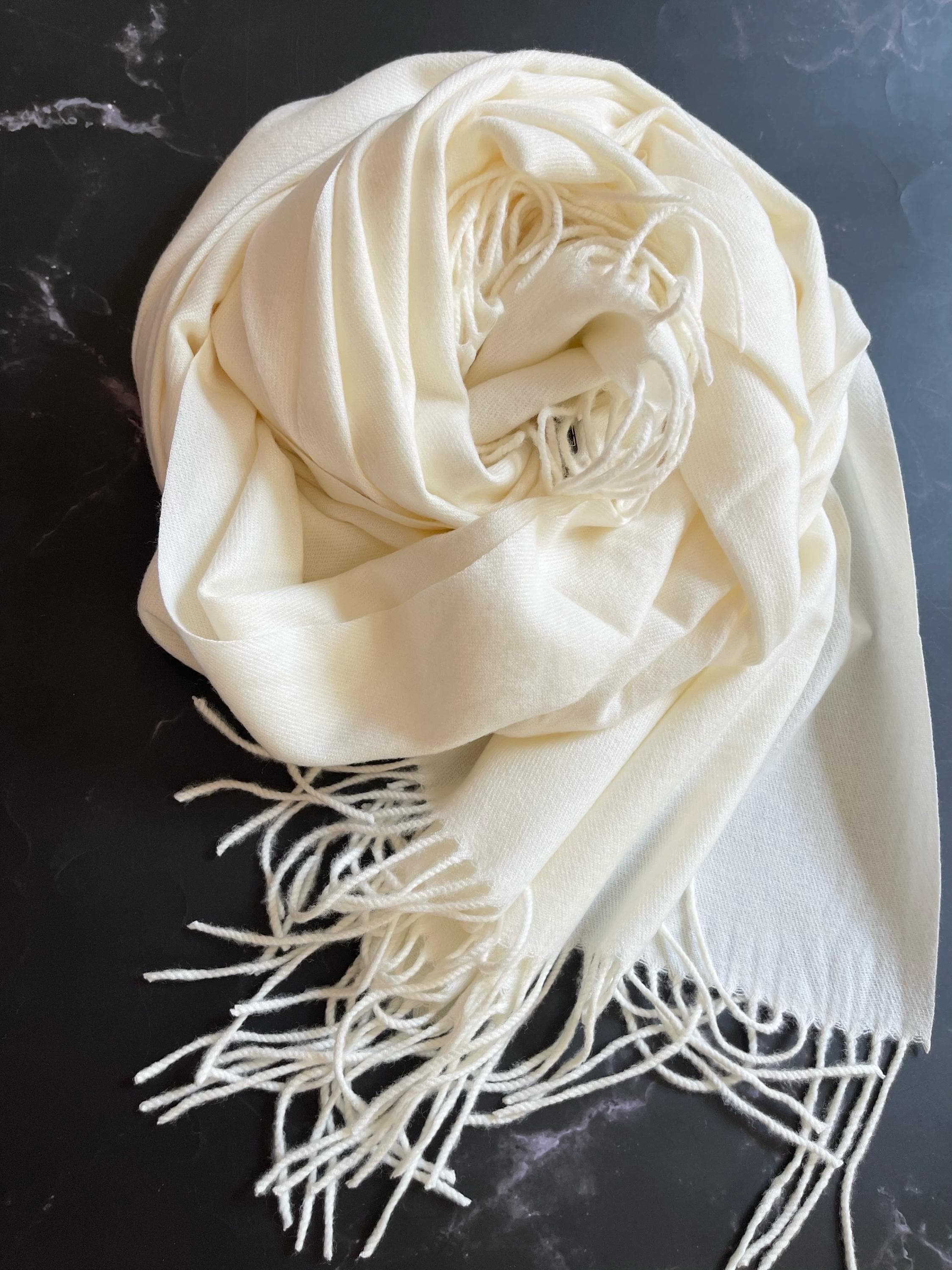 White Wool Scarf, Large Shawl, Warm Wrap, Soft Pashmina, Women's ...