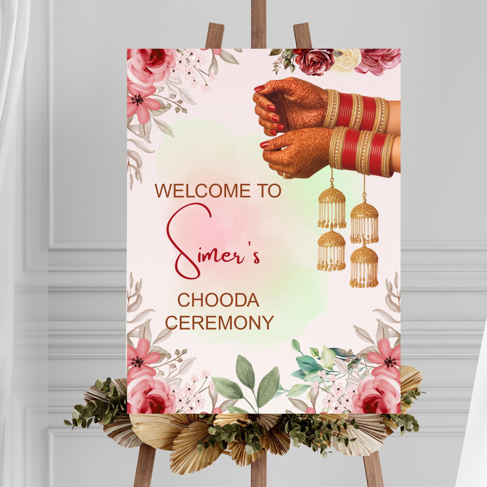 Chooda Welcome Sign for Sikh Wedding, Chooda Welcome Signs for Punjabi ...