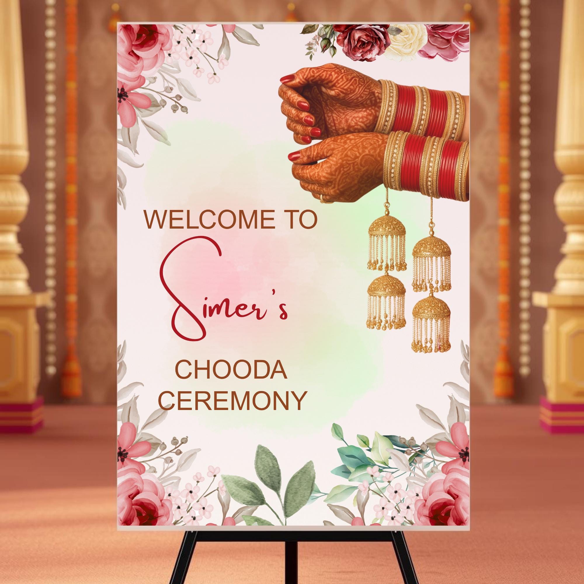 Chooda Welcome Sign for Sikh Wedding, Chooda Welcome Signs for Punjabi ...