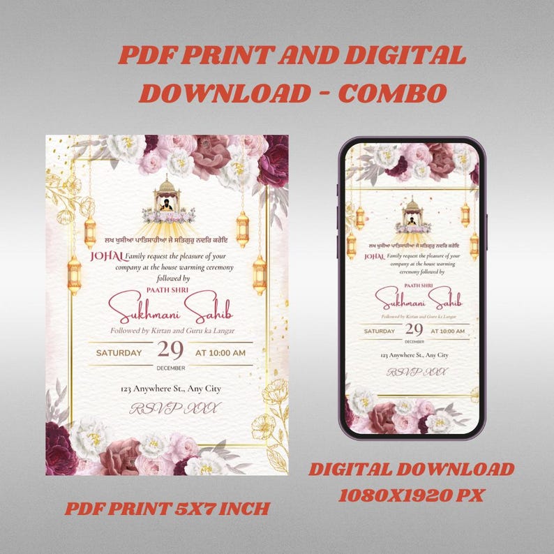 Canva Editable House Warming Invitation, Sukhmani Sahib Invite, Path ...