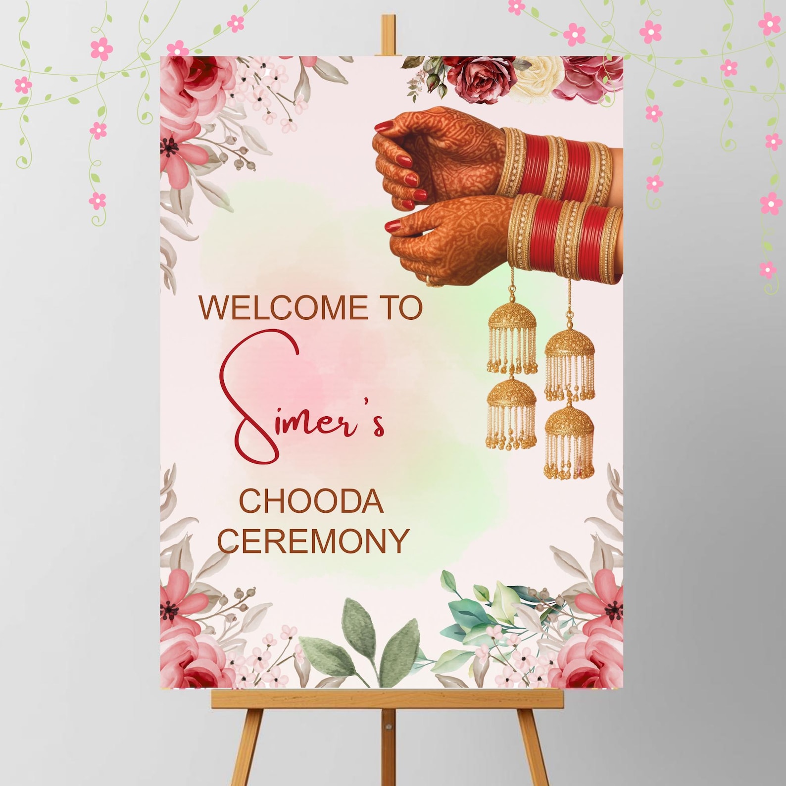 Punjabi Wedding Welcome Sign, Choora Ceremony Decor (digital Download ...