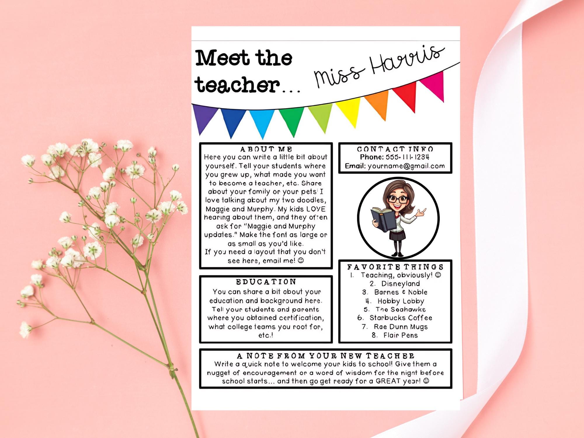 Editable Meet the Teacher Classroom Template, Teacher Introduction ...