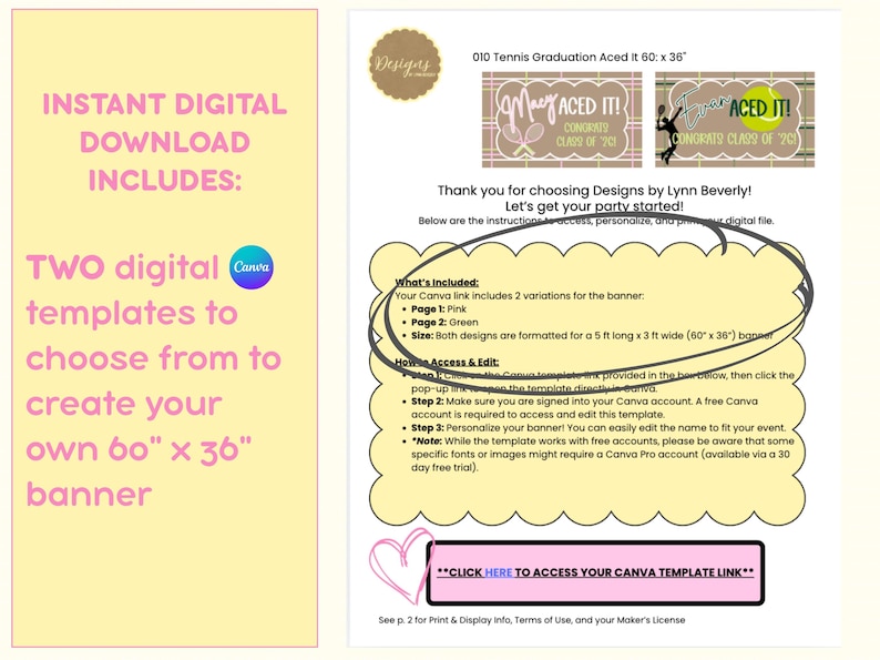 Editable Tennis Banner Template | DIY Senior Night Sign | 2026 ...