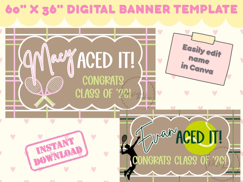 Editable Tennis Banner Template | DIY Senior Night Sign | 2026 ...