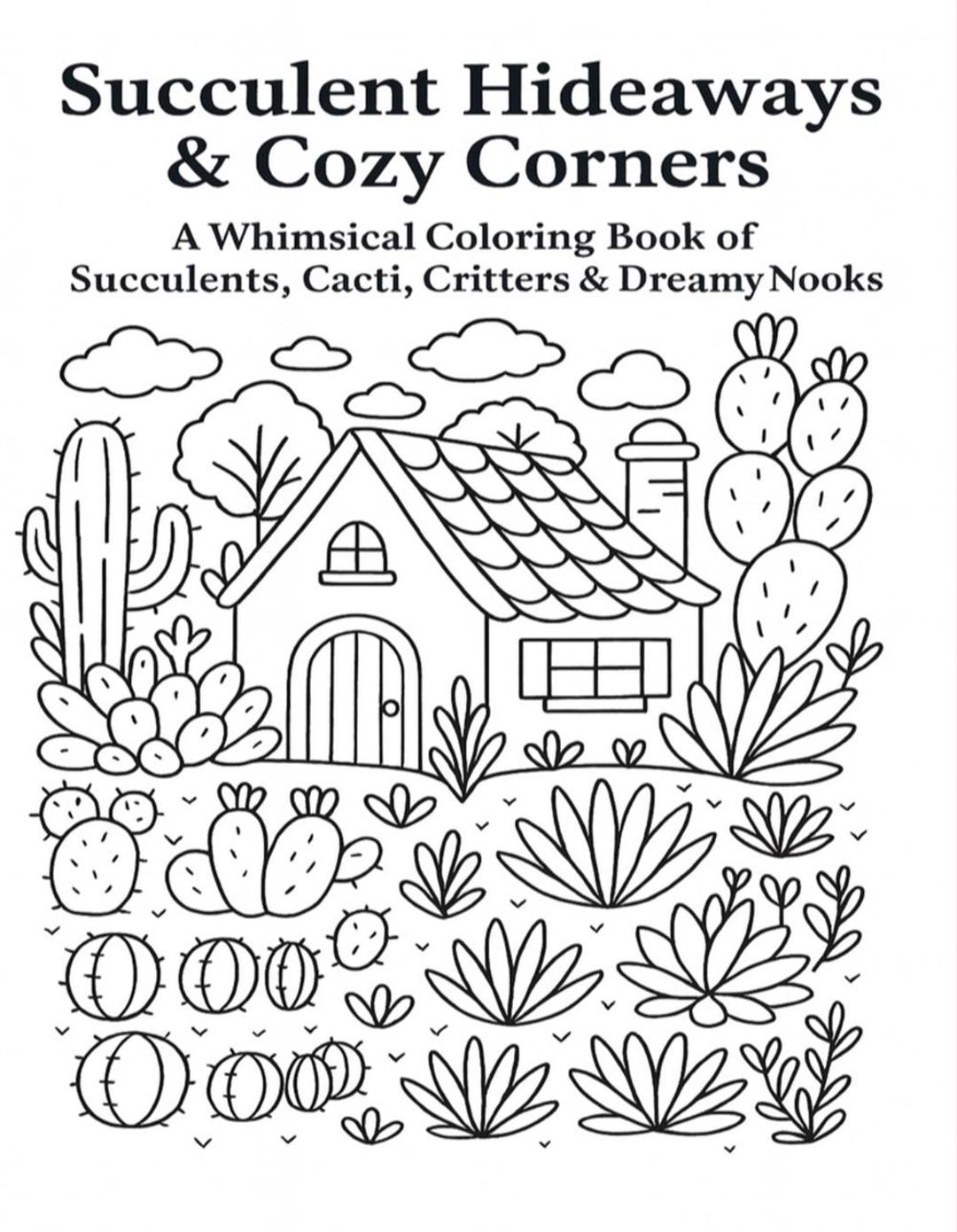 Succulent Coloring Book: Whimsical Cacti & Cozy Scenes - Adult ...