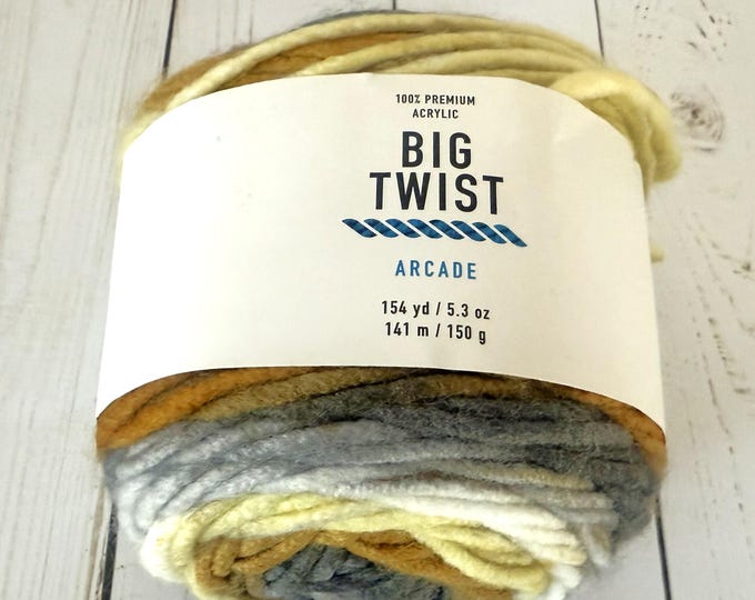 Big Twist Arcade Cake Yarn in Yellow Multi Color, Bulky Roving Acrylic ...