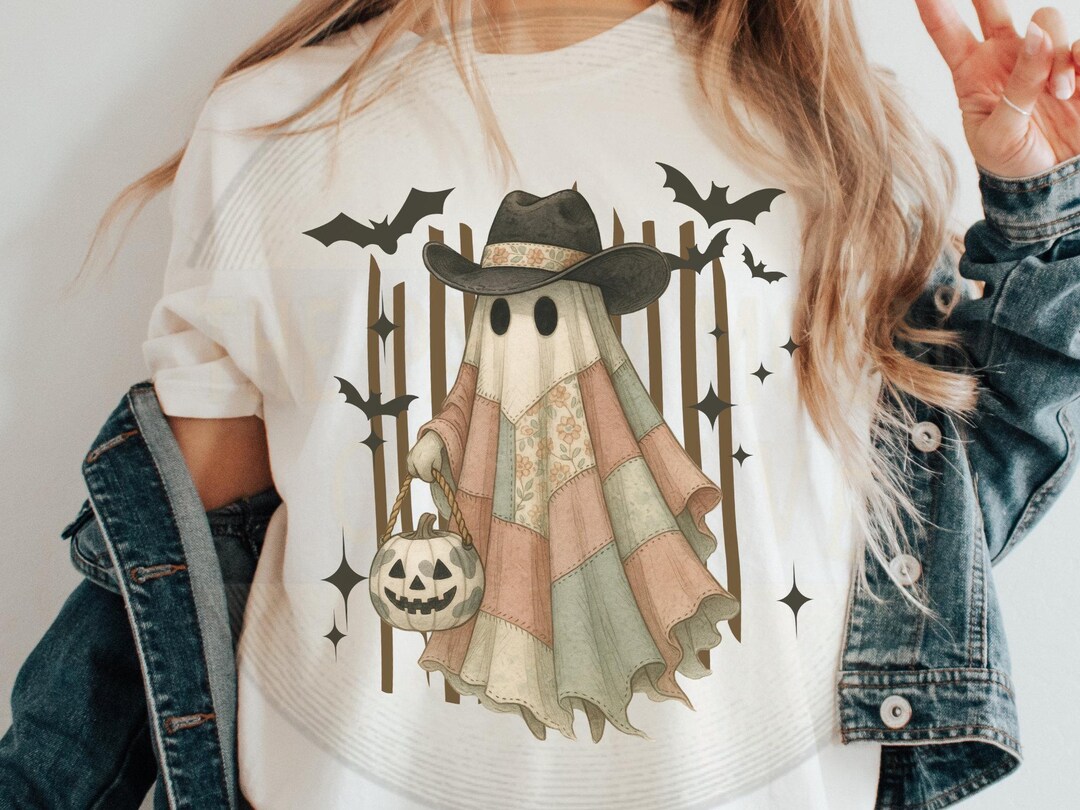 Preppy Halloween Denim Ghost Png, Halloween Ghost Png, Western ...