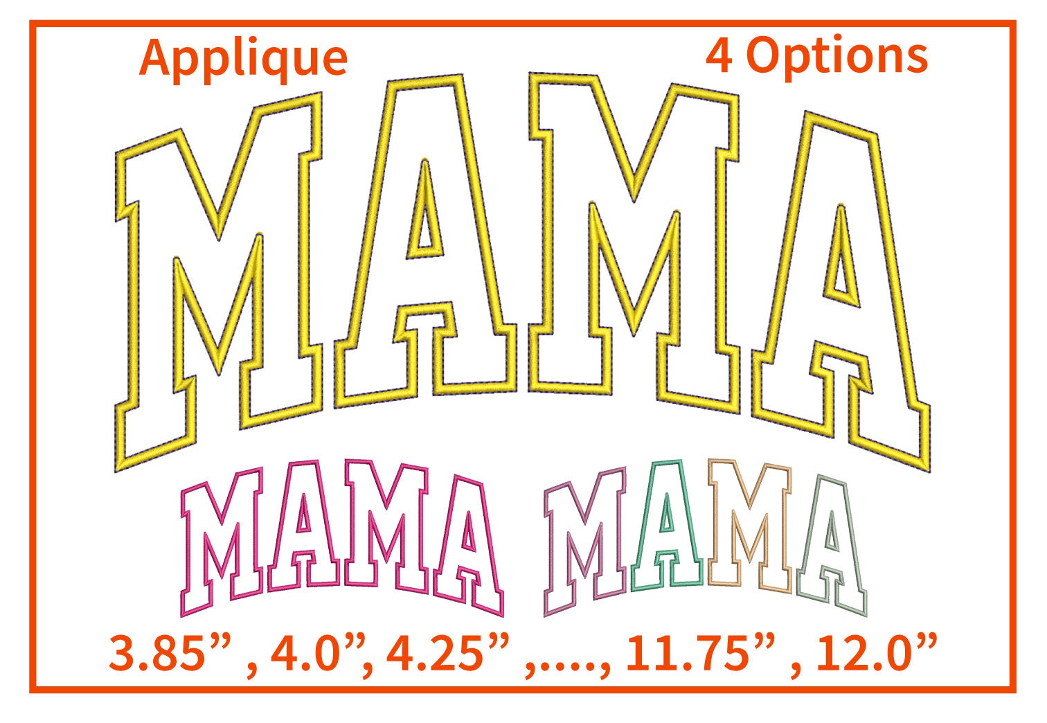 Mama Applique Embroidery Machine Design Satin Stitch - Etsy Canada