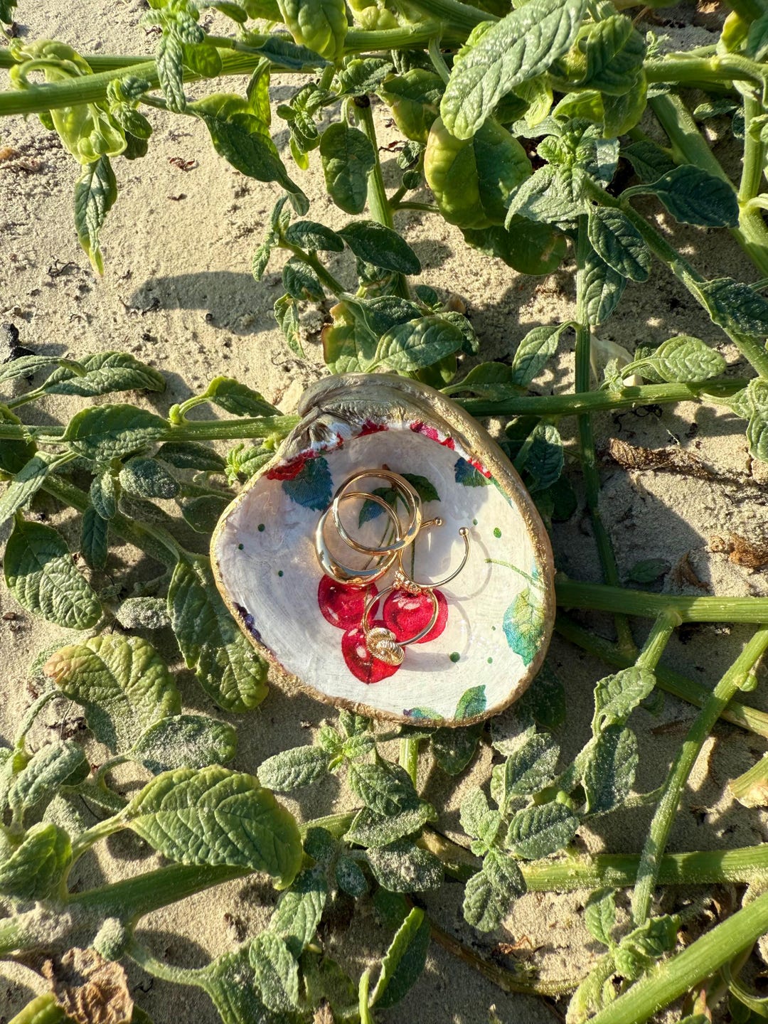 Clam Shell Ring Dish, Cherry, Cherries, Jewelry Bowl, Trinket Holder ...