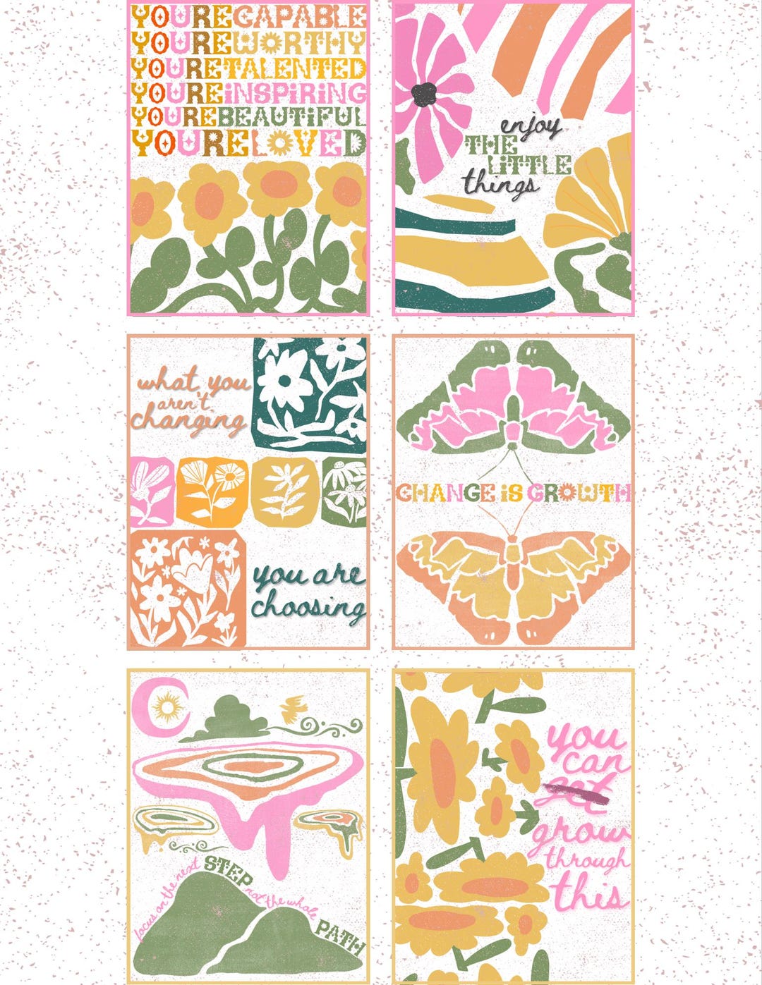 Colorful Positive Affirmation Wall Art | 6 Printable Posters | Canva ...